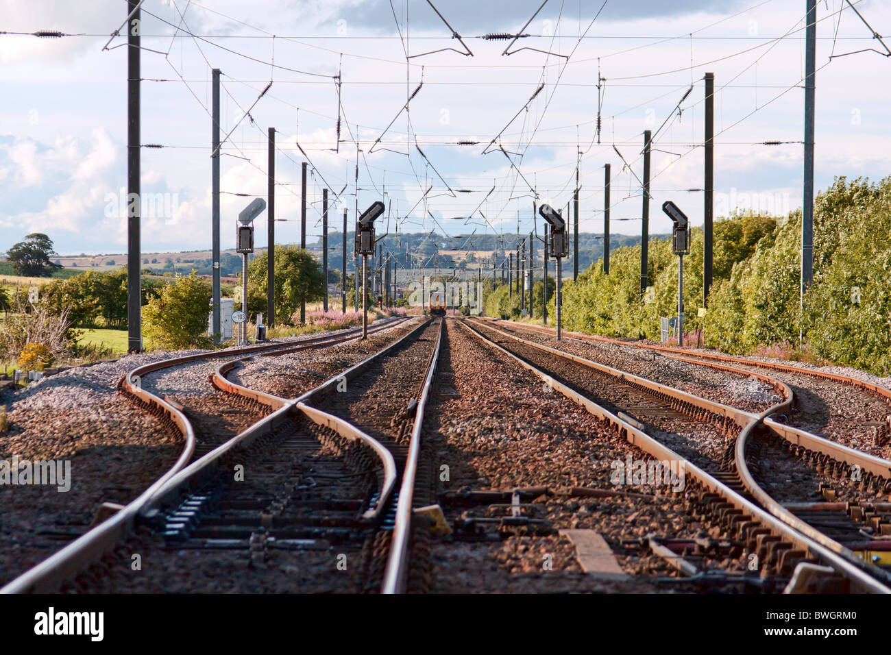East Coast main line near Alnmouth Northumberland Stock Photo - Alamy