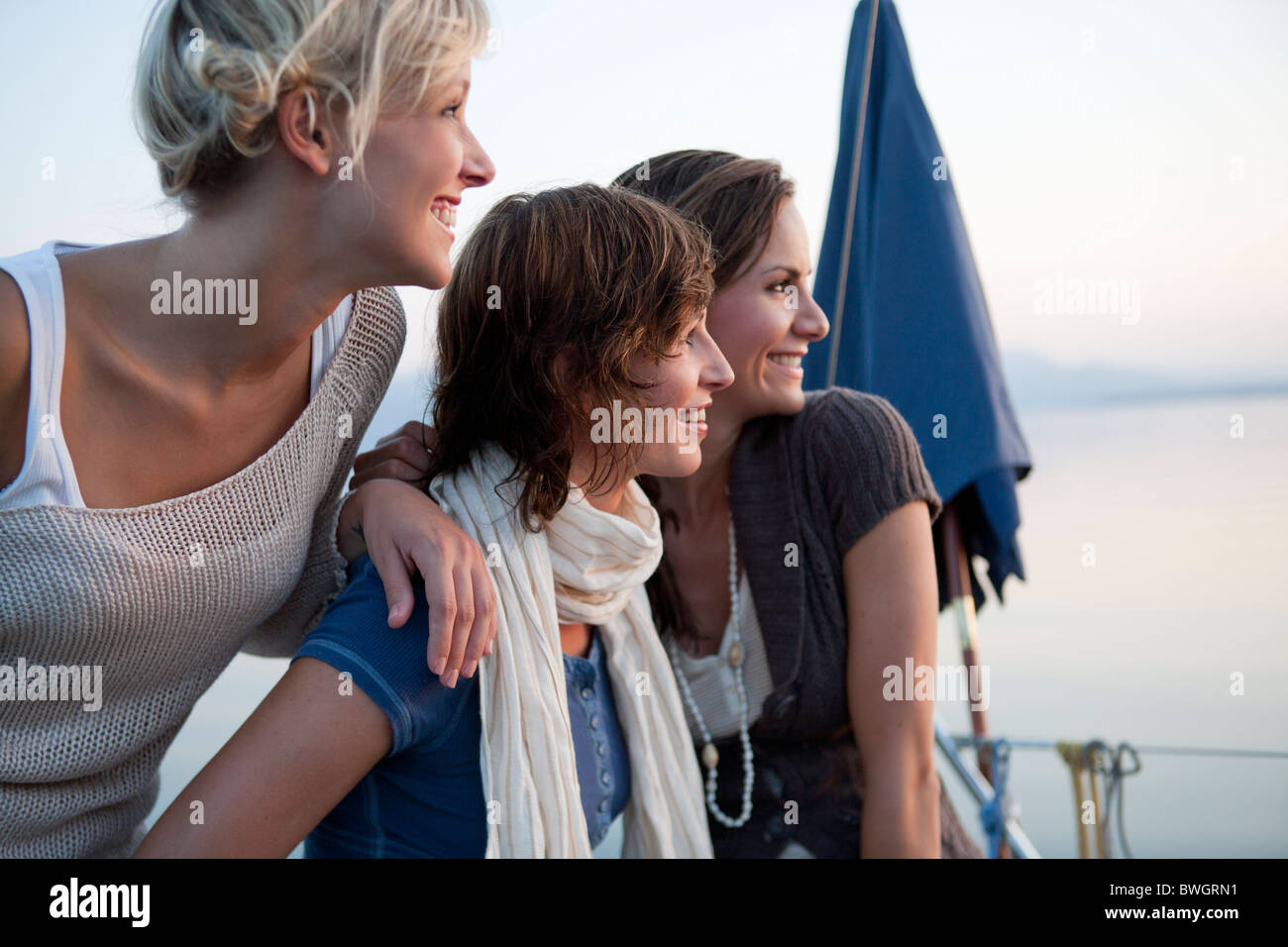 Girls on boat Stock Photo - Alamy