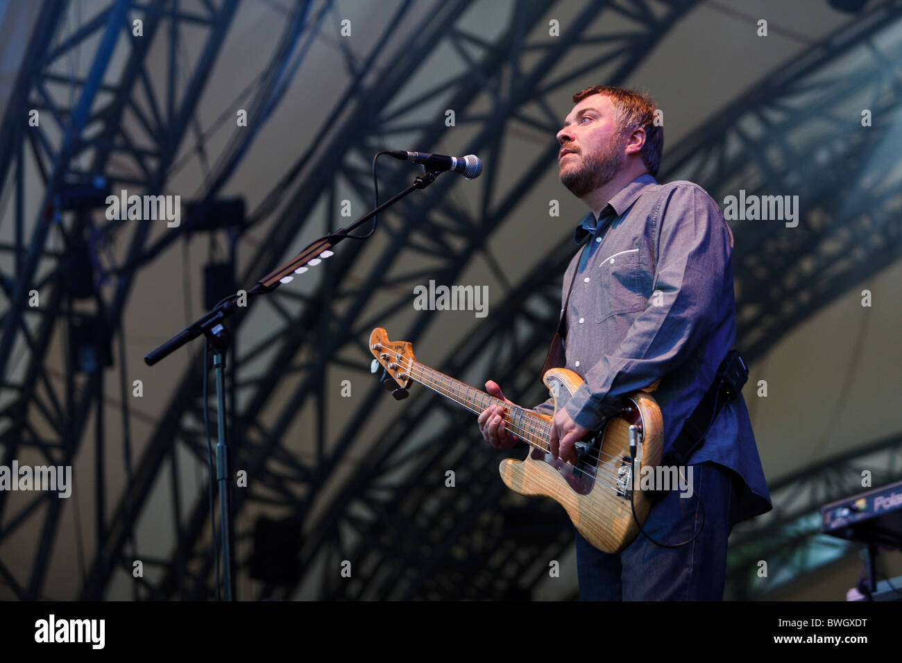 Jimi Goodwin, lead singer and bassist, performs with the band Doves at ...