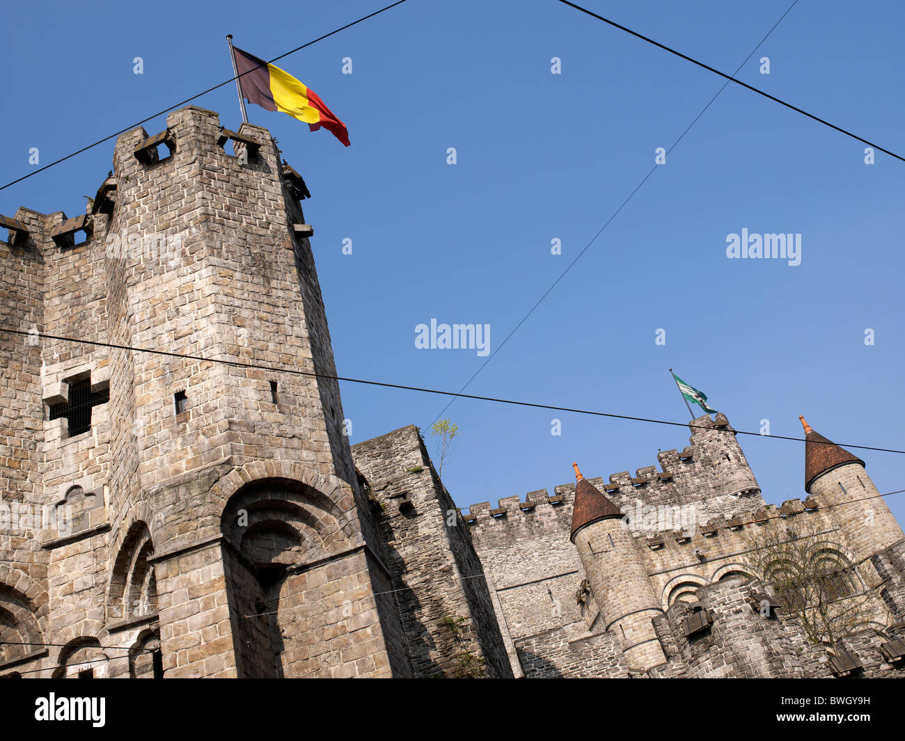 Medieval Gravensteen castle in Ghent, Flanders, Belgium, Europe Stock ...