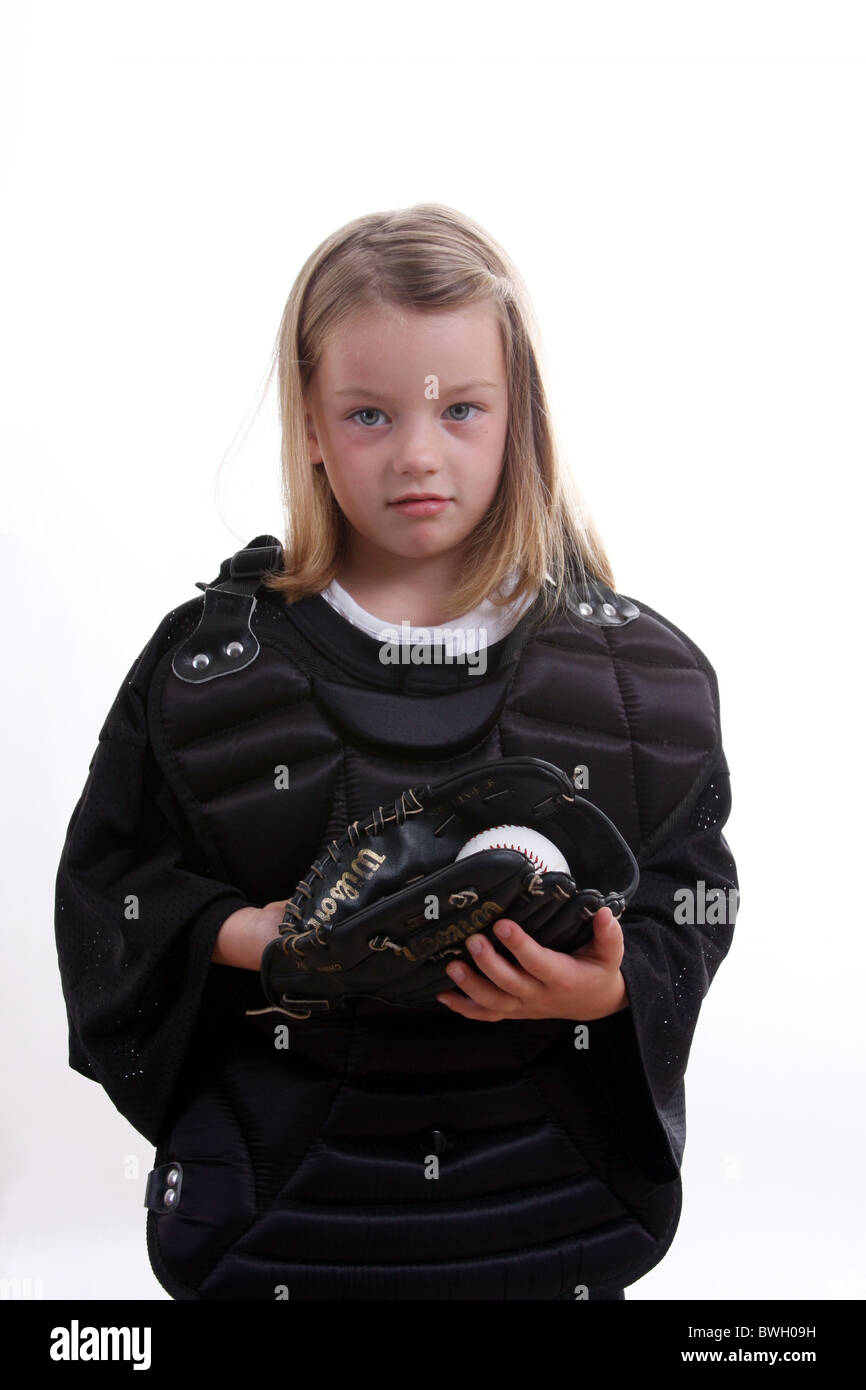 Young umpire girl with a baseball Stock Photo - Alamy