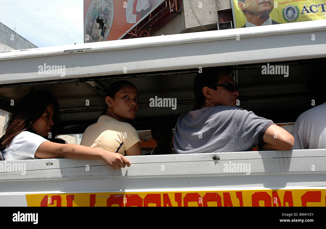 Passengers riding in jeepney in Cebu Philippines Stock Photo - Alamy