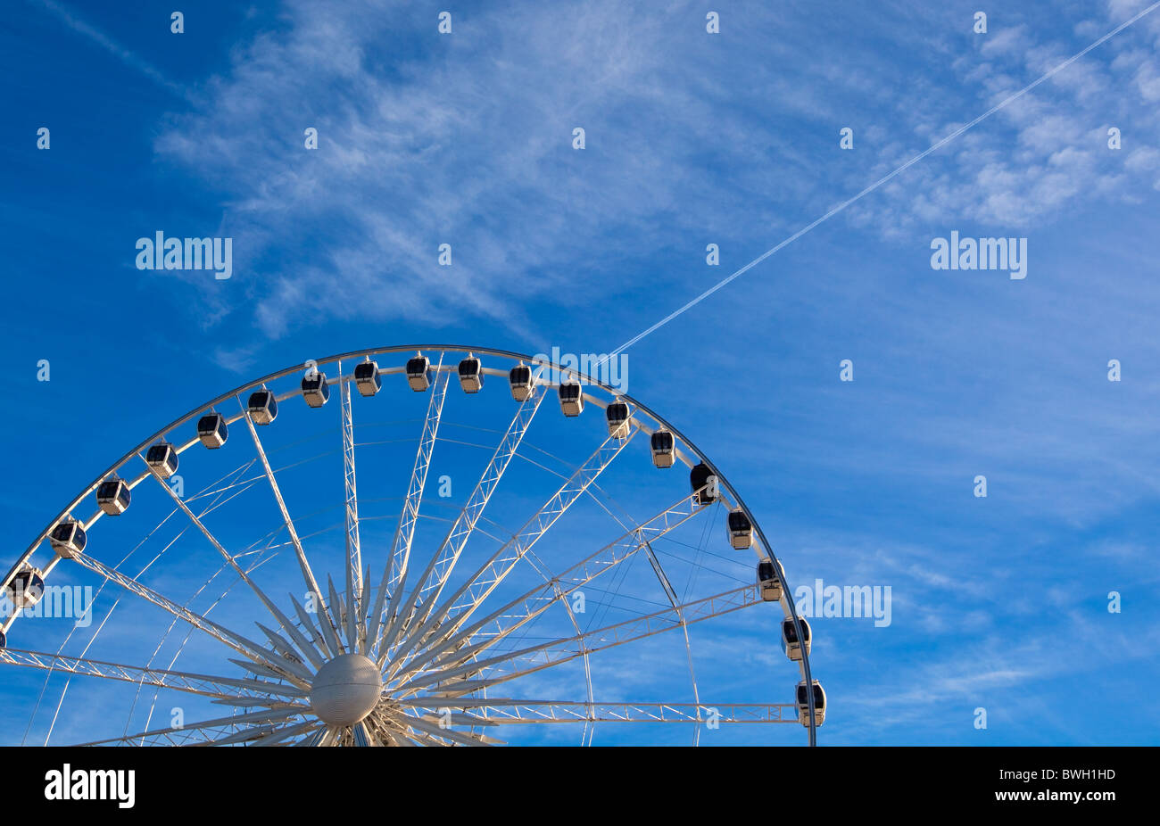 big ferris wheel on blue sky background. horizontal shot Stock Photo ...