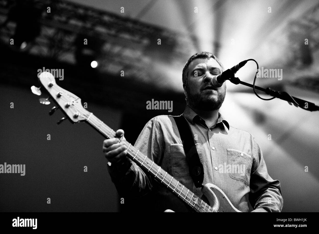 Jimi Goodwin, lead singer and bassist, performs with the band Doves at ...