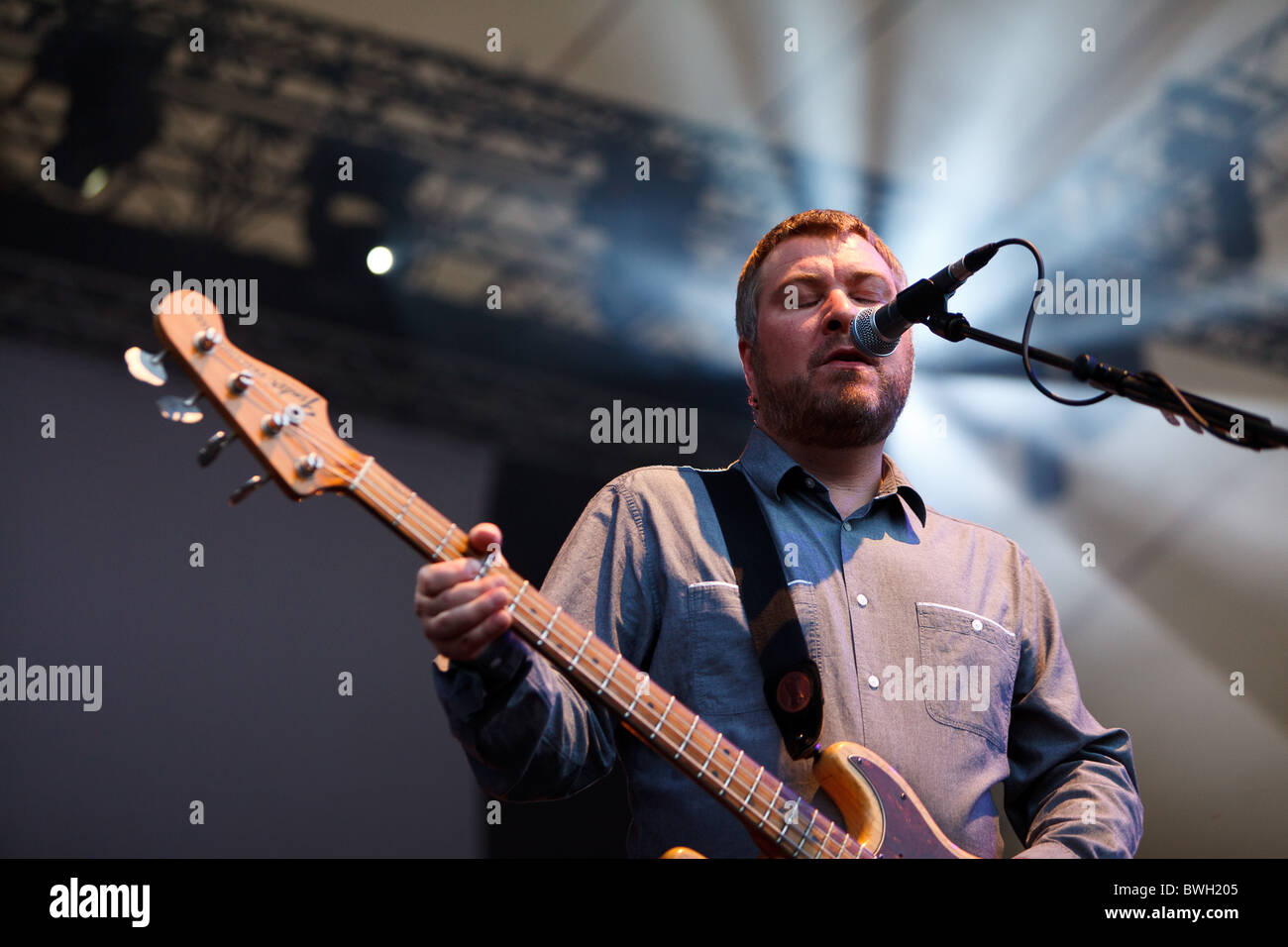 Jimi Goodwin, lead singer and bassist, performs with the band Doves at ...