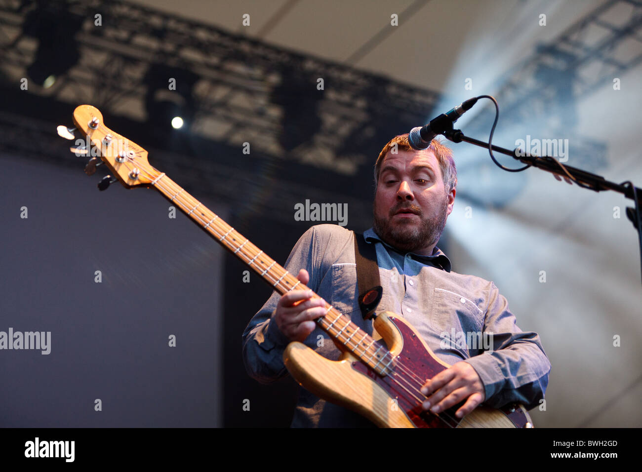 Jimi Goodwin, lead singer and bassist, performs with the band Doves at ...