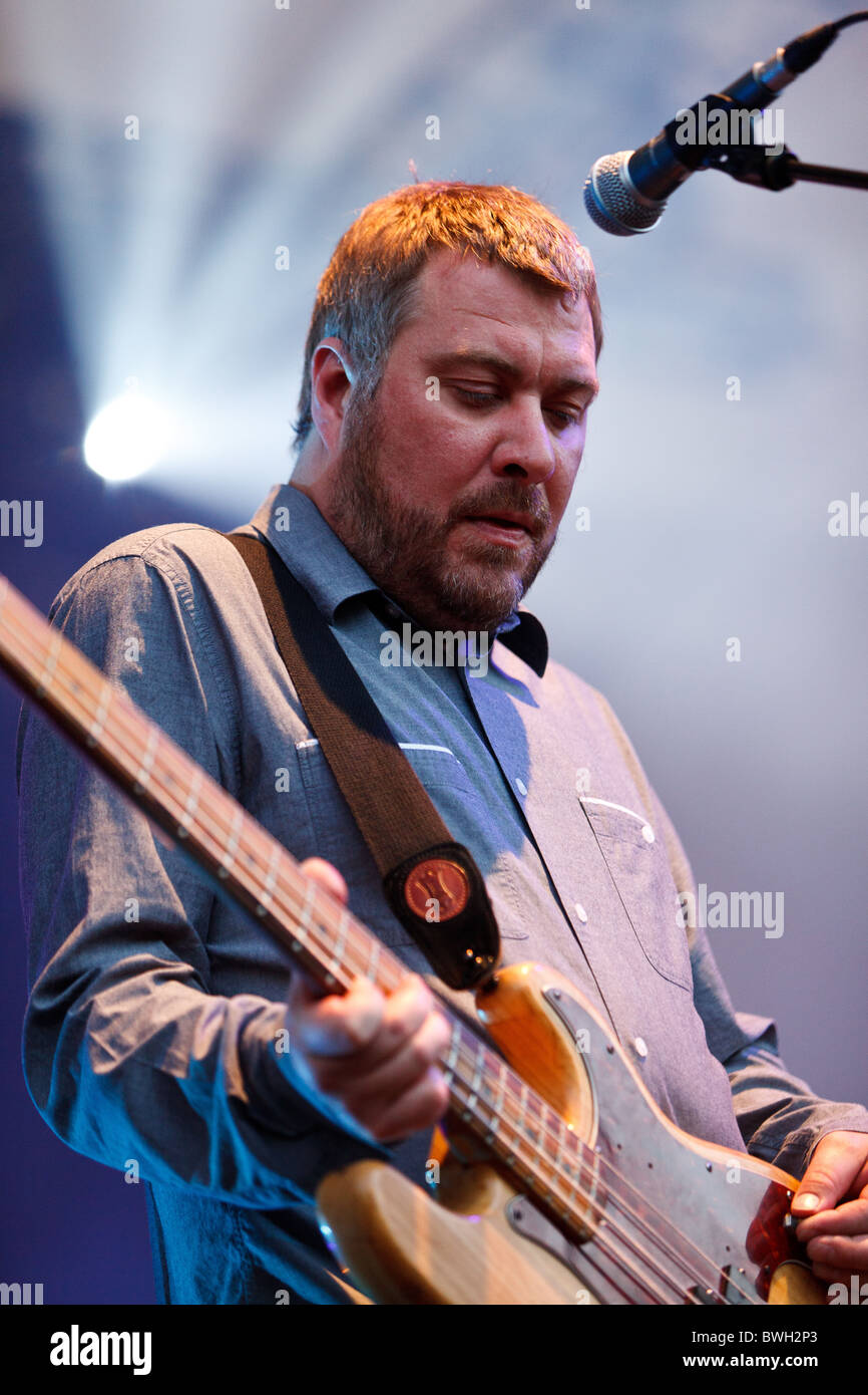 Jimi Goodwin, lead singer and bassist, performs with the band Doves at ...