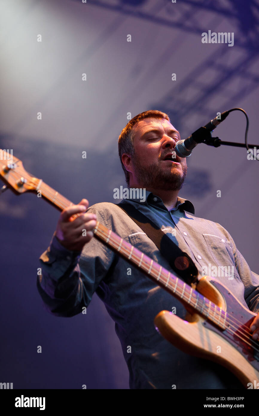 Jimi Goodwin, lead singer and bassist, performs with the band Doves at ...