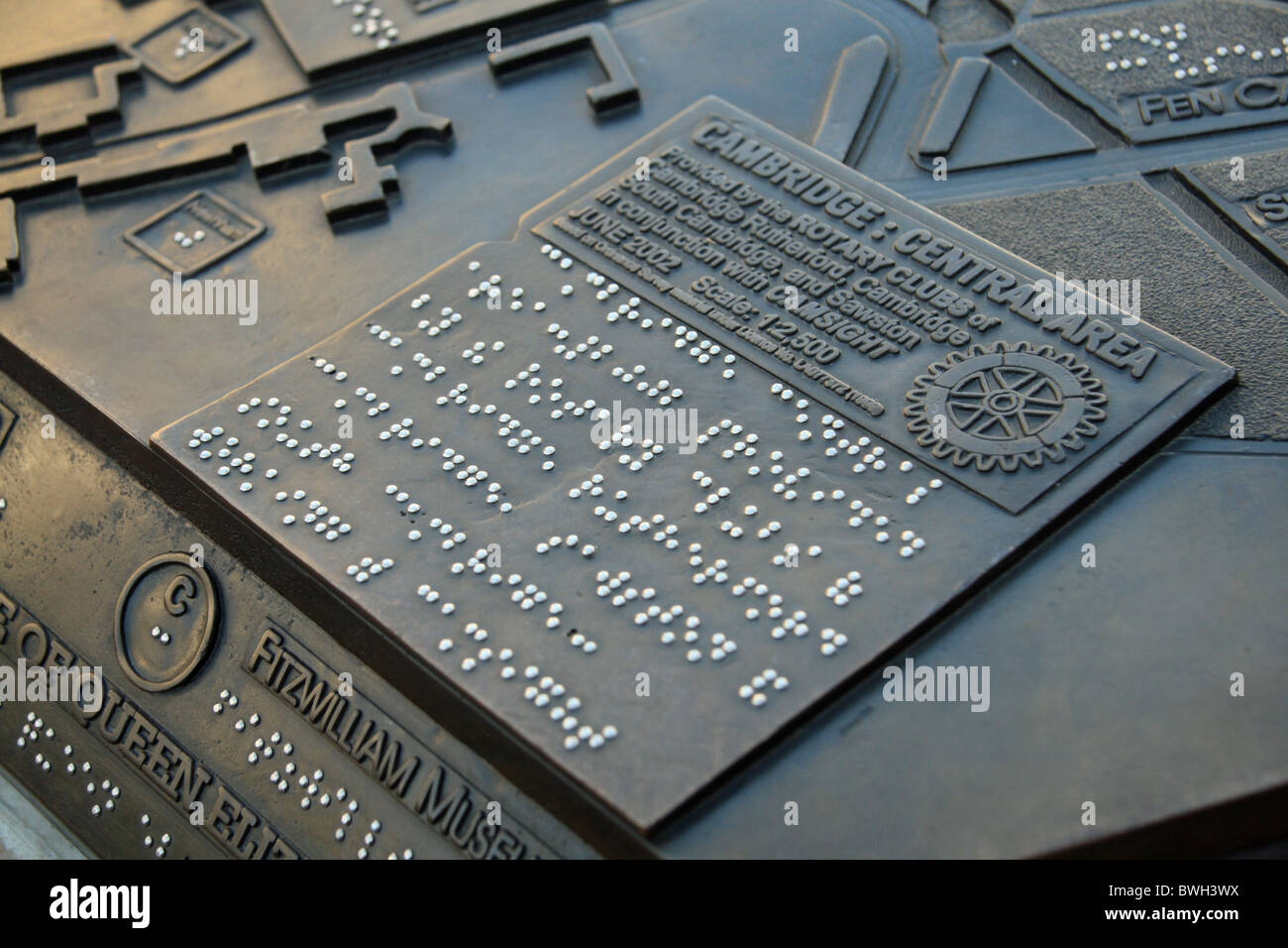 Braille direction in Cambridge city centre Stock Photo - Alamy