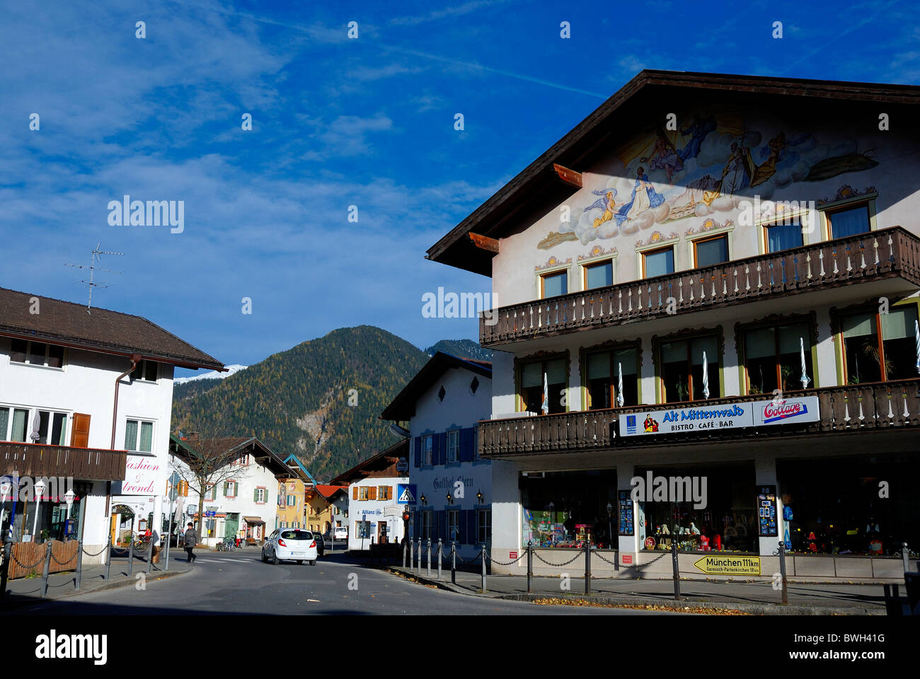 street scene mittenwald Bavaria Germany Stock Photo - Alamy