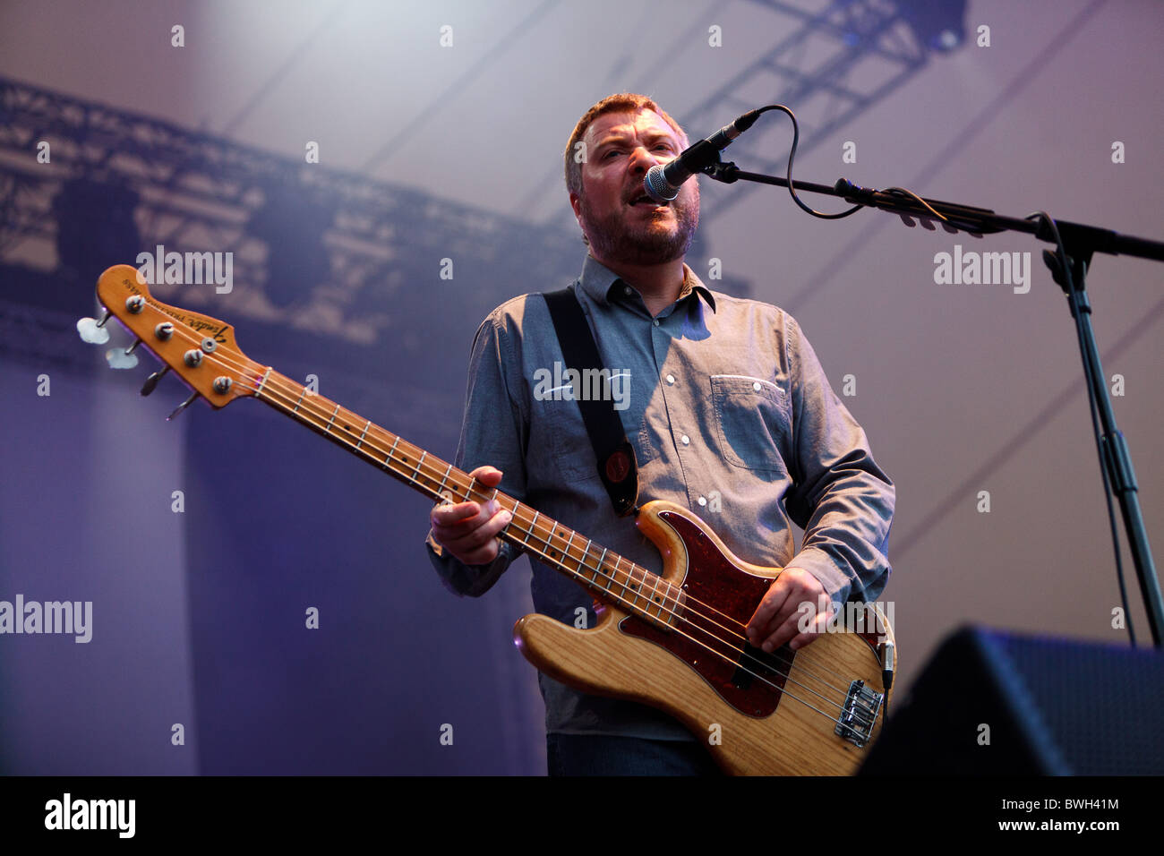 Jimi Goodwin, lead singer and bassist, performs with the band Doves at ...