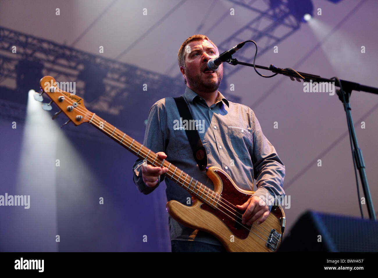 Jimi Goodwin, lead singer and bassist, performs with the band Doves at ...