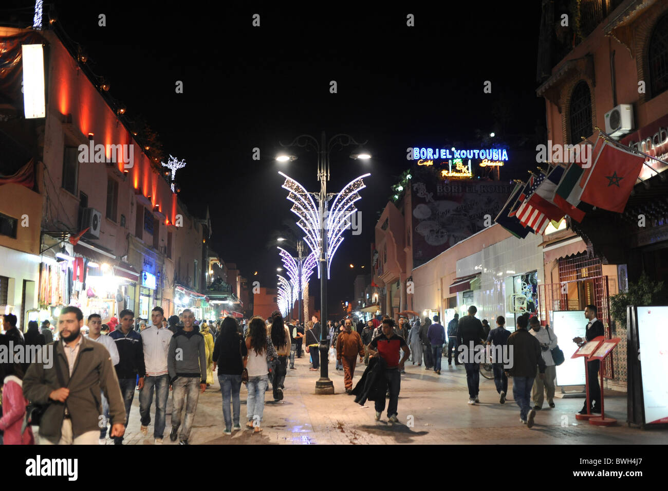 Marrakesh Morocco - One of the more modern streets in Marrakesh Stock ...