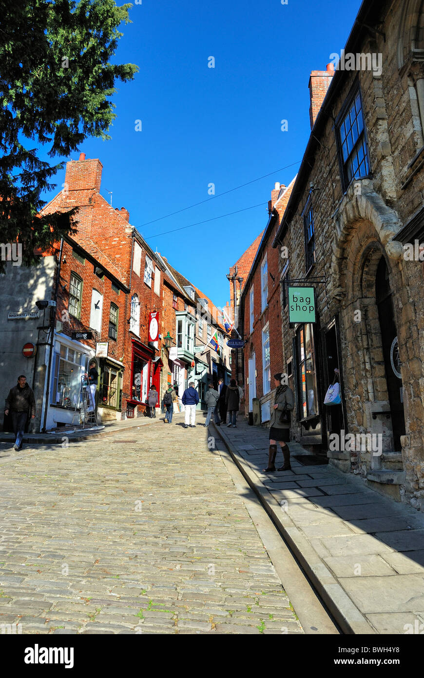 steep hill Lincoln england uk Stock Photo - Alamy