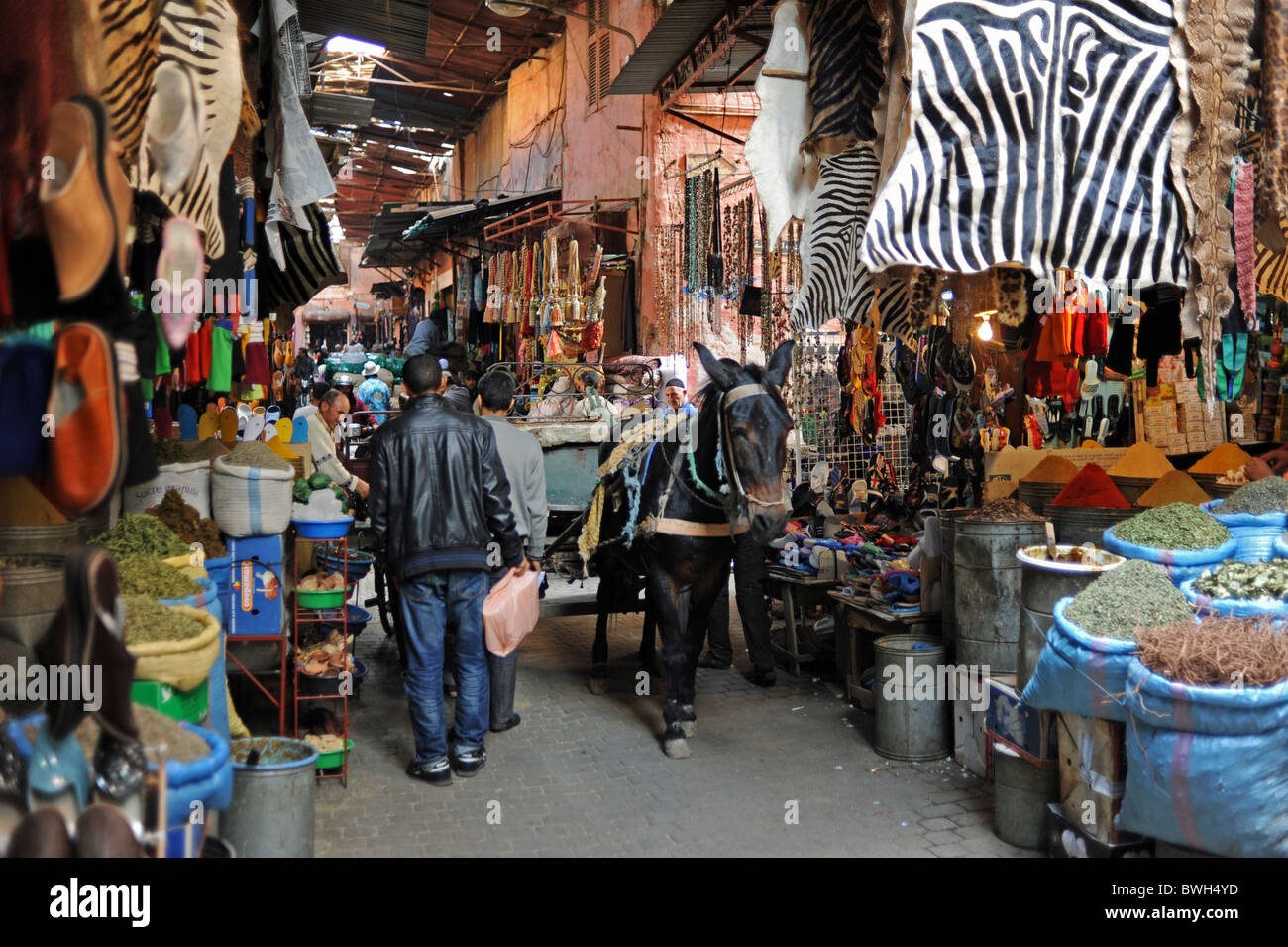 Marrakesh Morocco - Inside the colourful Jewish Mellah market area of ...