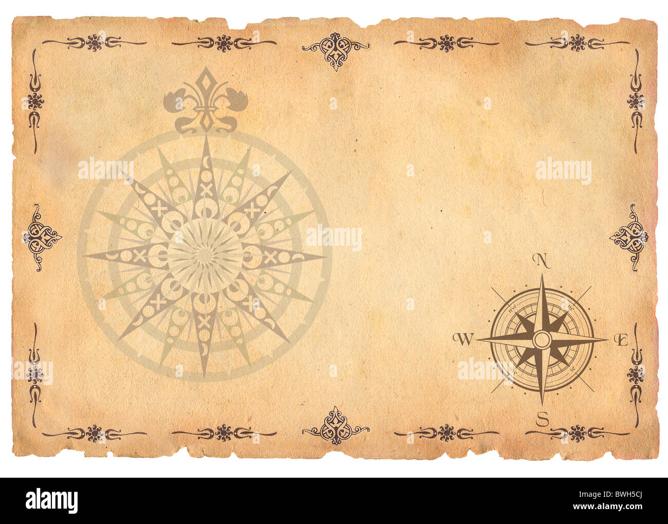 Compass rose on paper background Stock Photo - Alamy