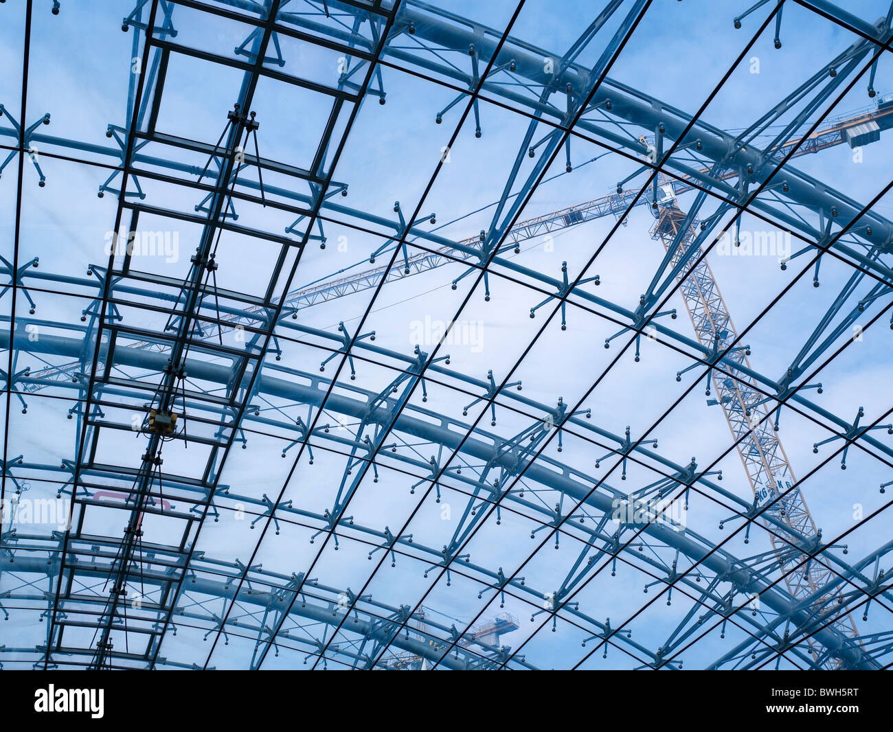 Architectural roof detail of the airport terminal railway station ...