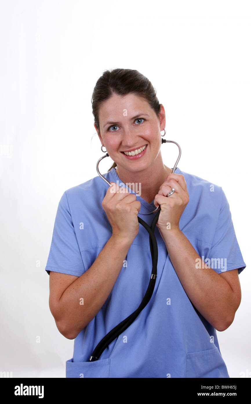 A young doctor with a stethoscope around her neck Stock Photo - Alamy