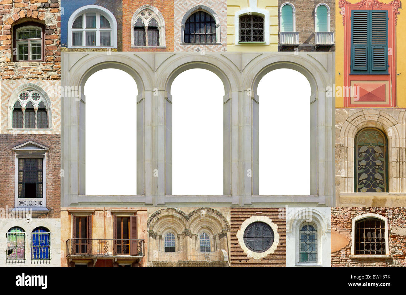 Old windows set Stock Photo - Alamy