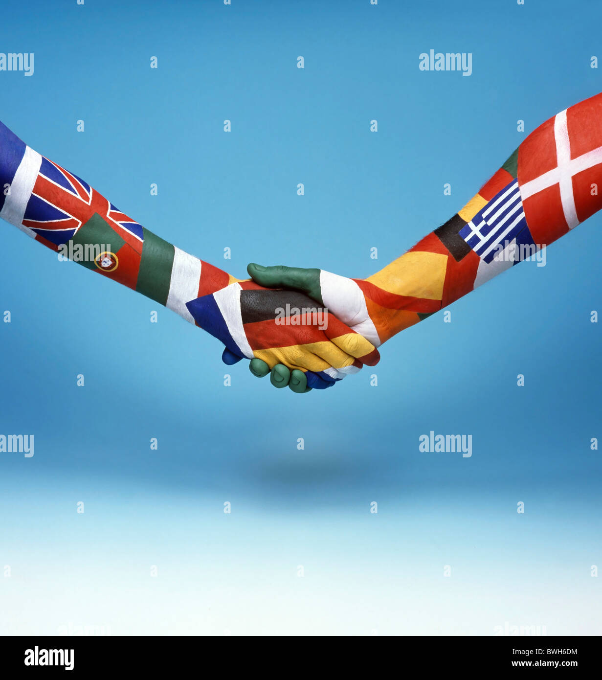 Unification of the European Union by handshake Stock Photo - Alamy