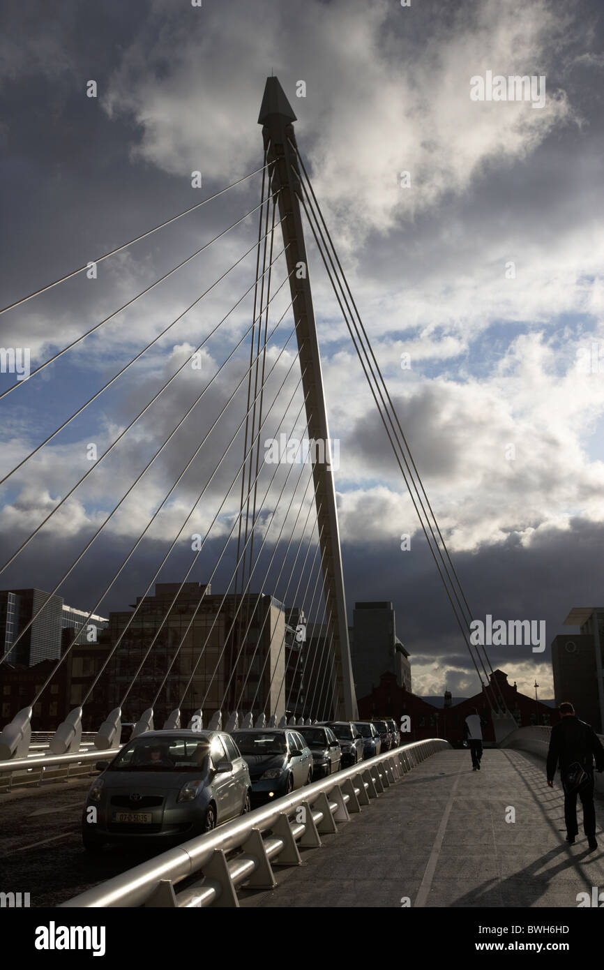 the new Samuel Beckett Bridge across the river liffey in Dublin ...