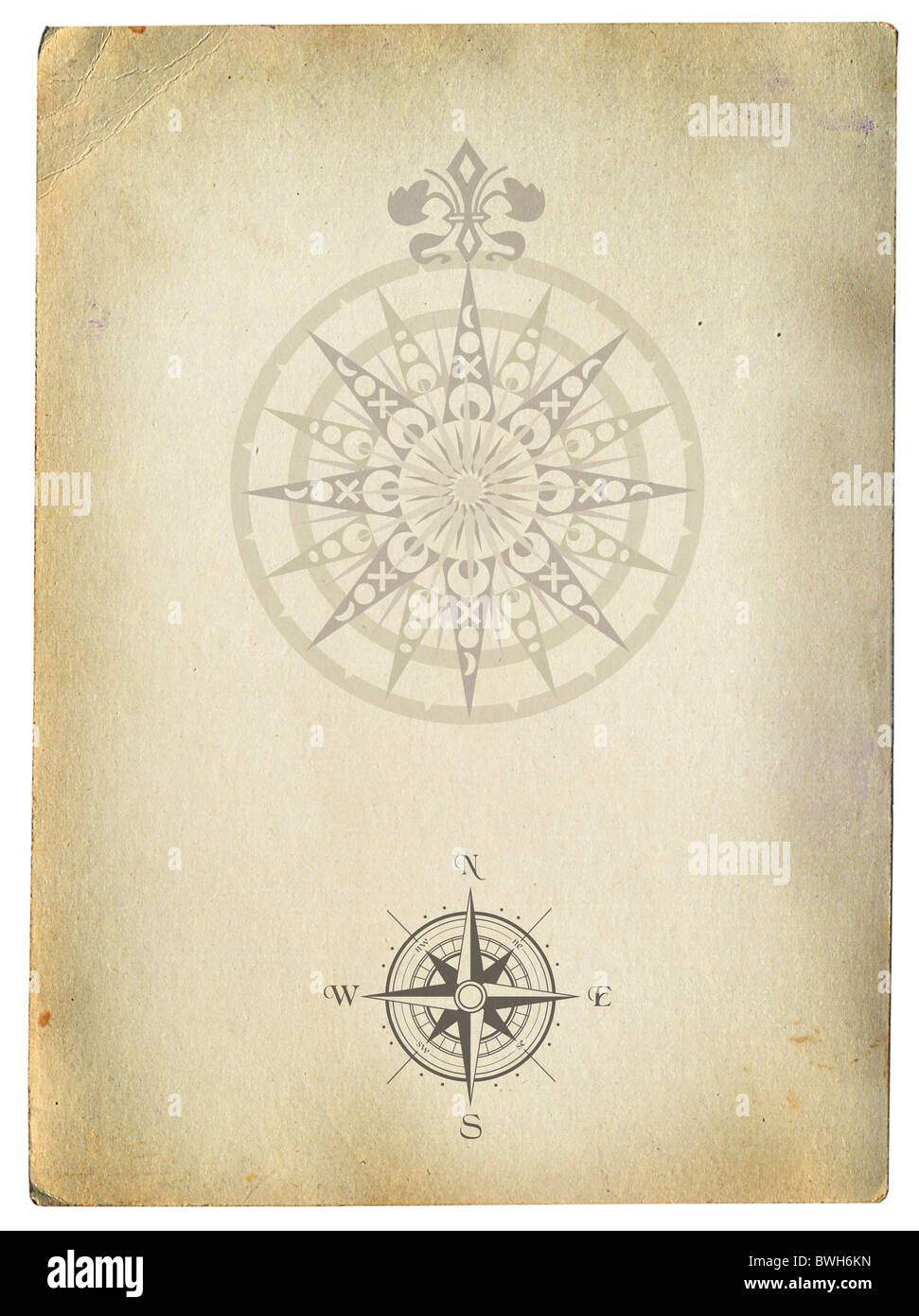 Compass rose on paper background Stock Photo - Alamy