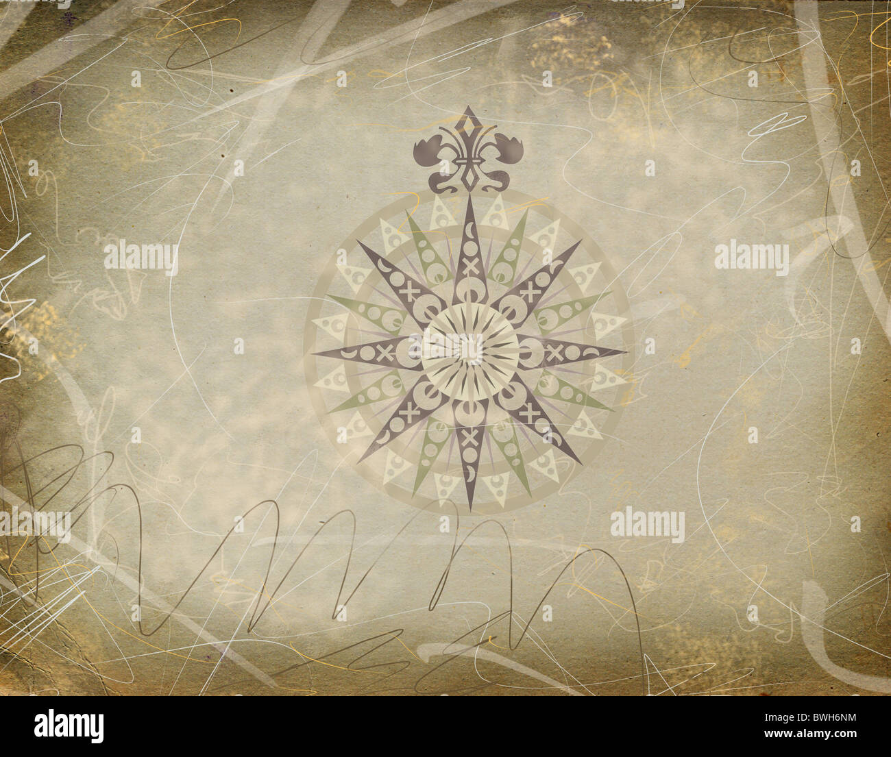 Compass rose on paper background Stock Photo - Alamy
