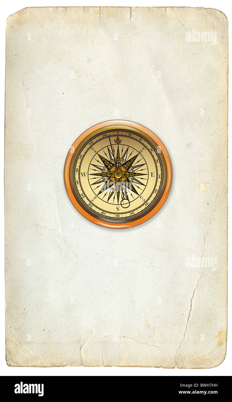 Retro compass on paper background Stock Photo - Alamy