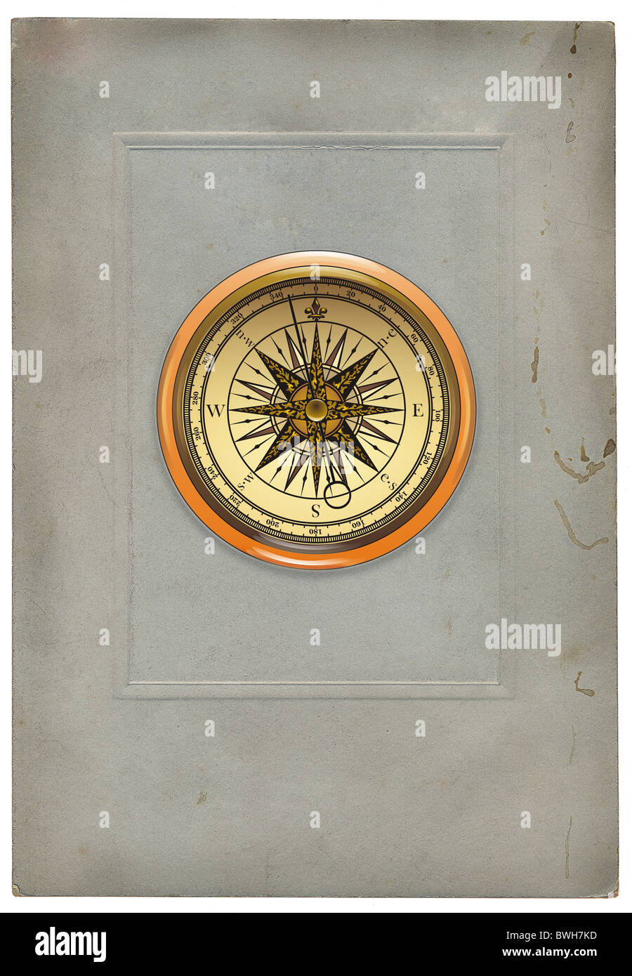Retro compass on paper background Stock Photo - Alamy