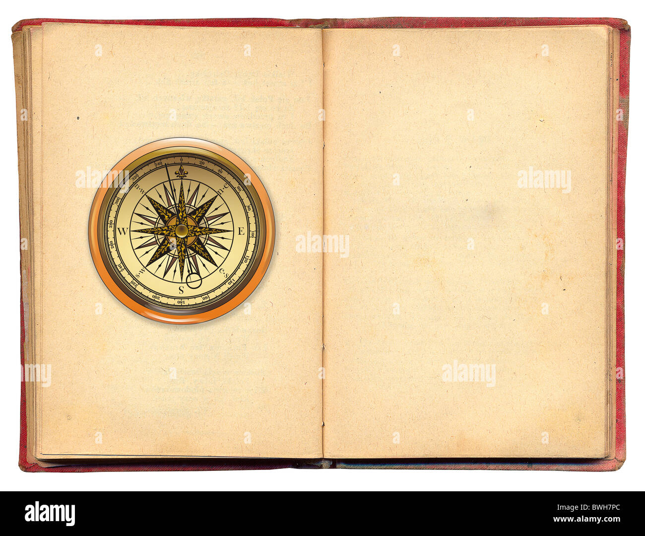 Retro compass on book background Stock Photo - Alamy