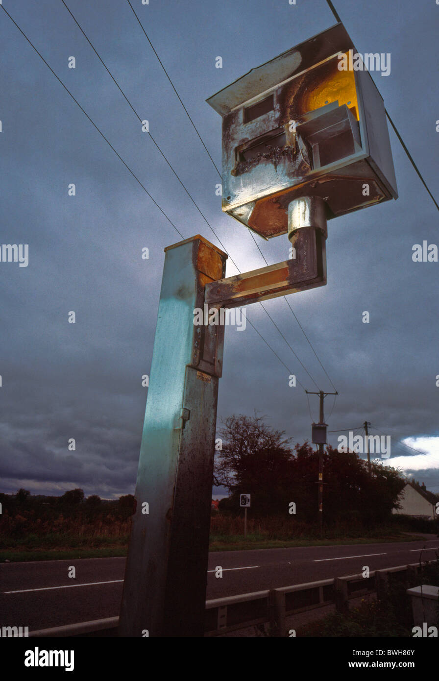 A burnt out speed camera vandalism Stock Photo - Alamy