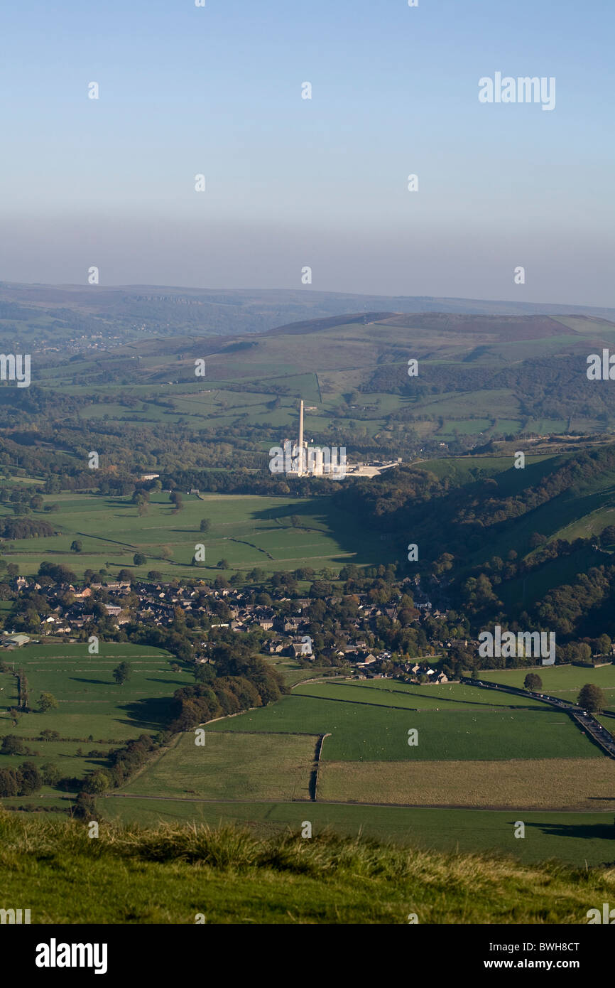 Castleton and the Hope Valley Cement Works and Quarry from Rushup Edge ...