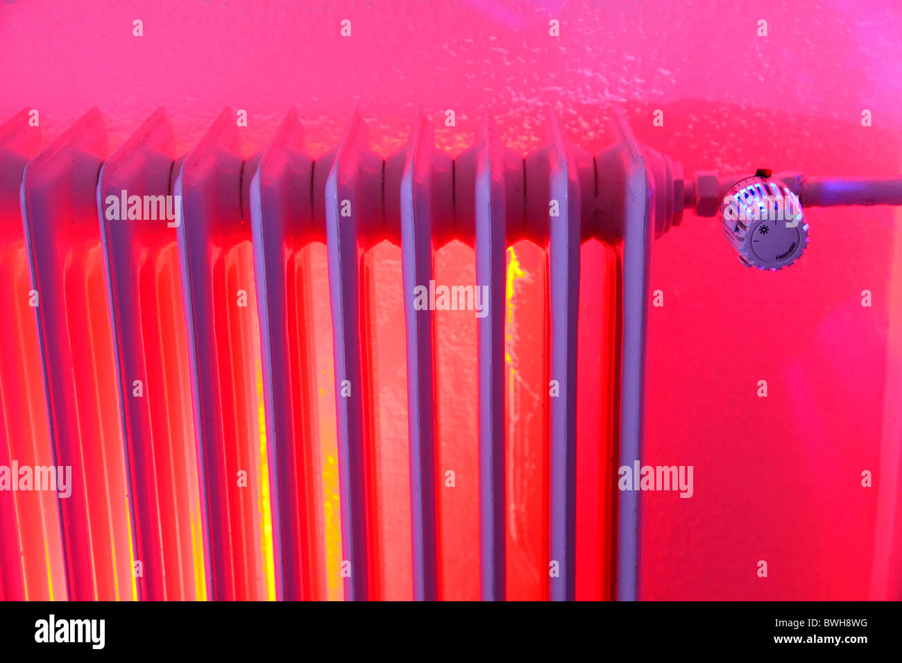 Illuminated radiator thermostat central heating hi-res stock ...