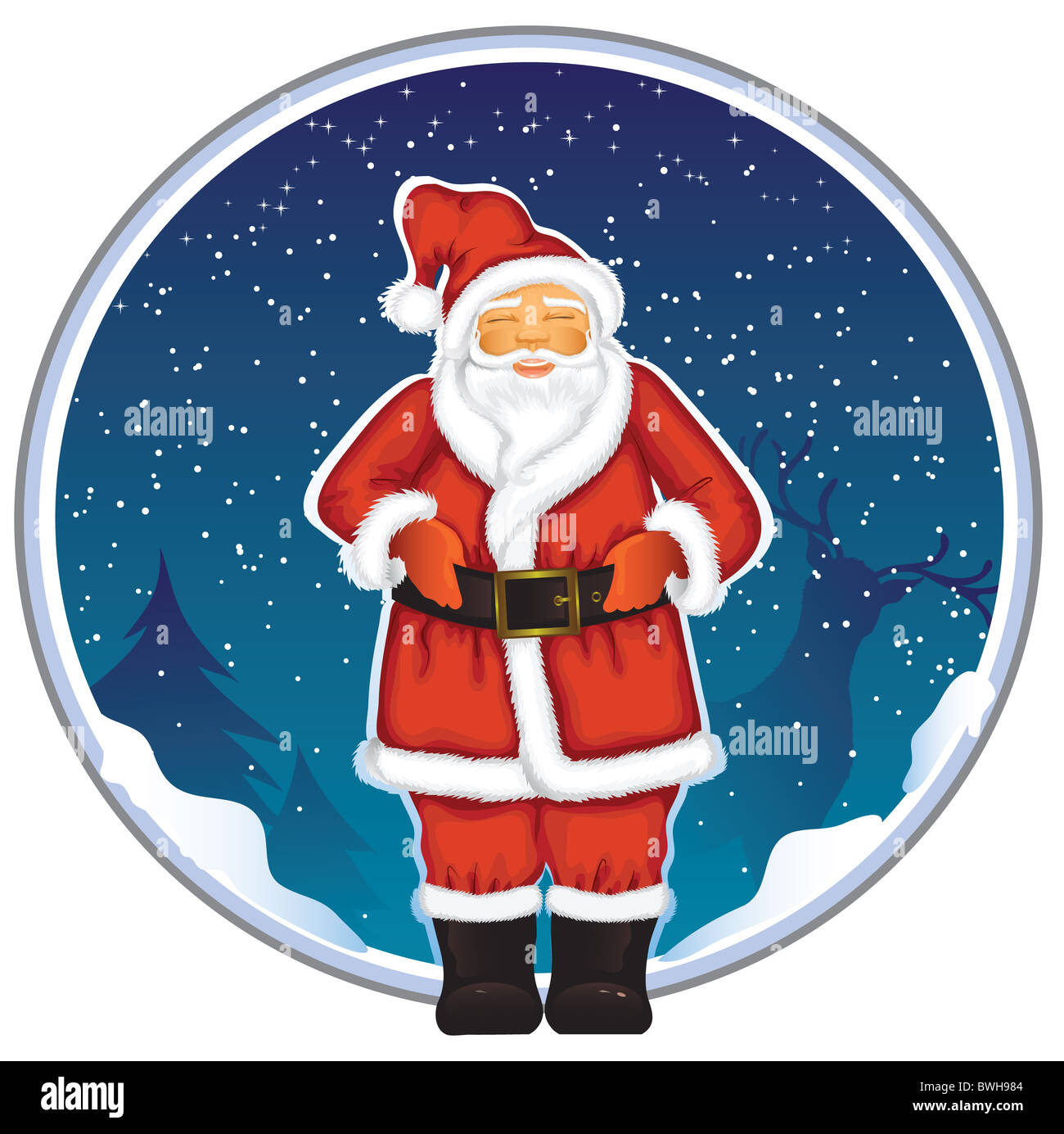 Santa Claus with blue background isolated on white background Stock ...