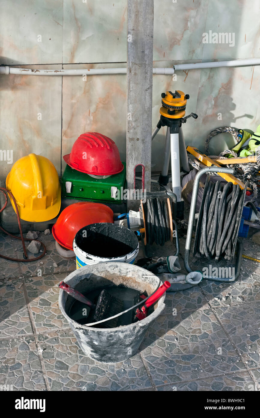 Work tools and equipment on a construction site Stock Photo - Alamy