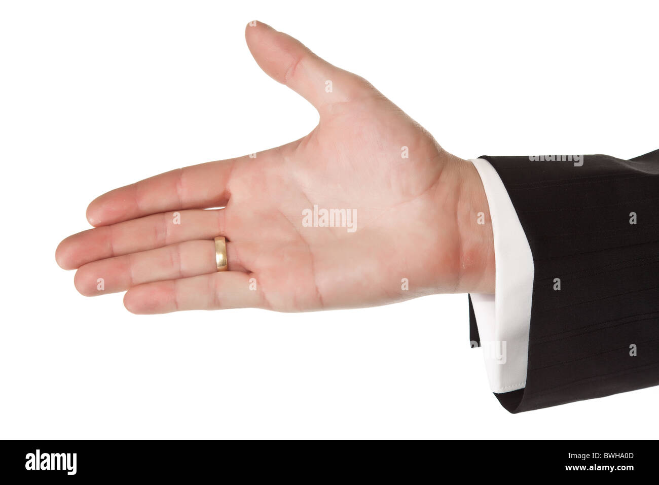 Businessman reaching on welcome hand on white isolated background Stock ...