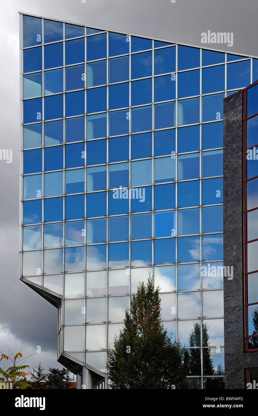The glass facade with window front of an office house hi-res stock ...