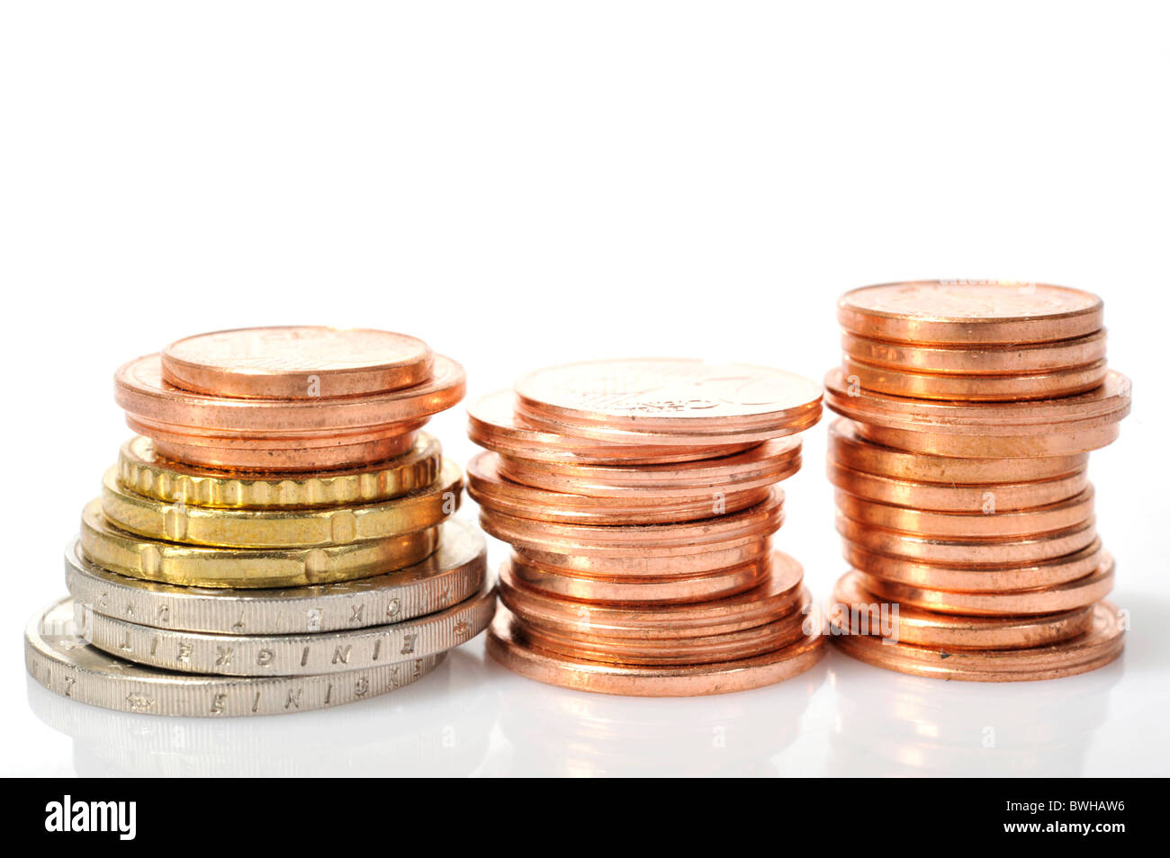 Stacked Euro coins Stock Photo - Alamy