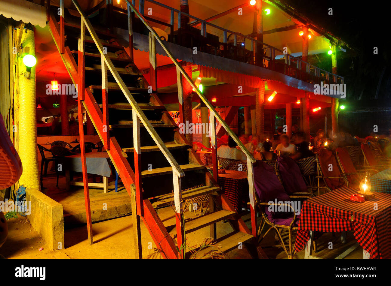 A tourist restaurant in Varkala India at night Stock Photo - Alamy