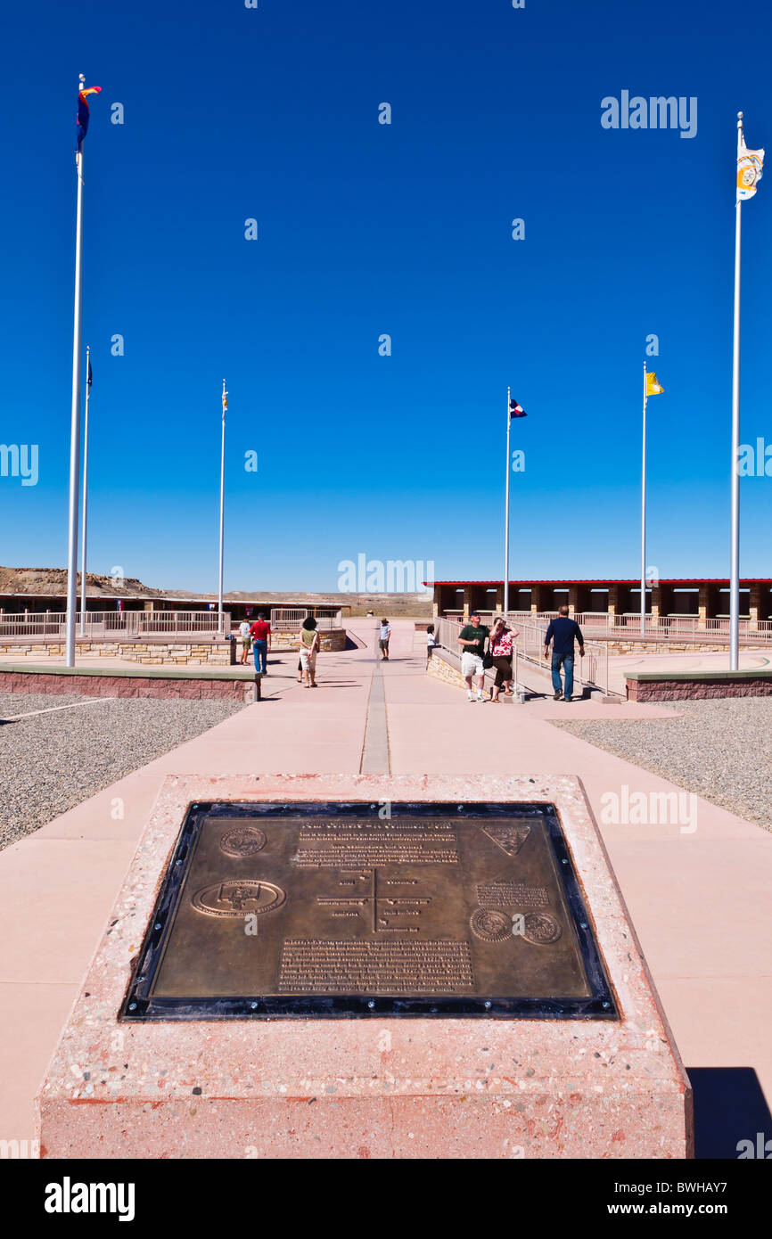 Flags and plaque at Four Corners Monument, New Mexico Stock Photo - Alamy