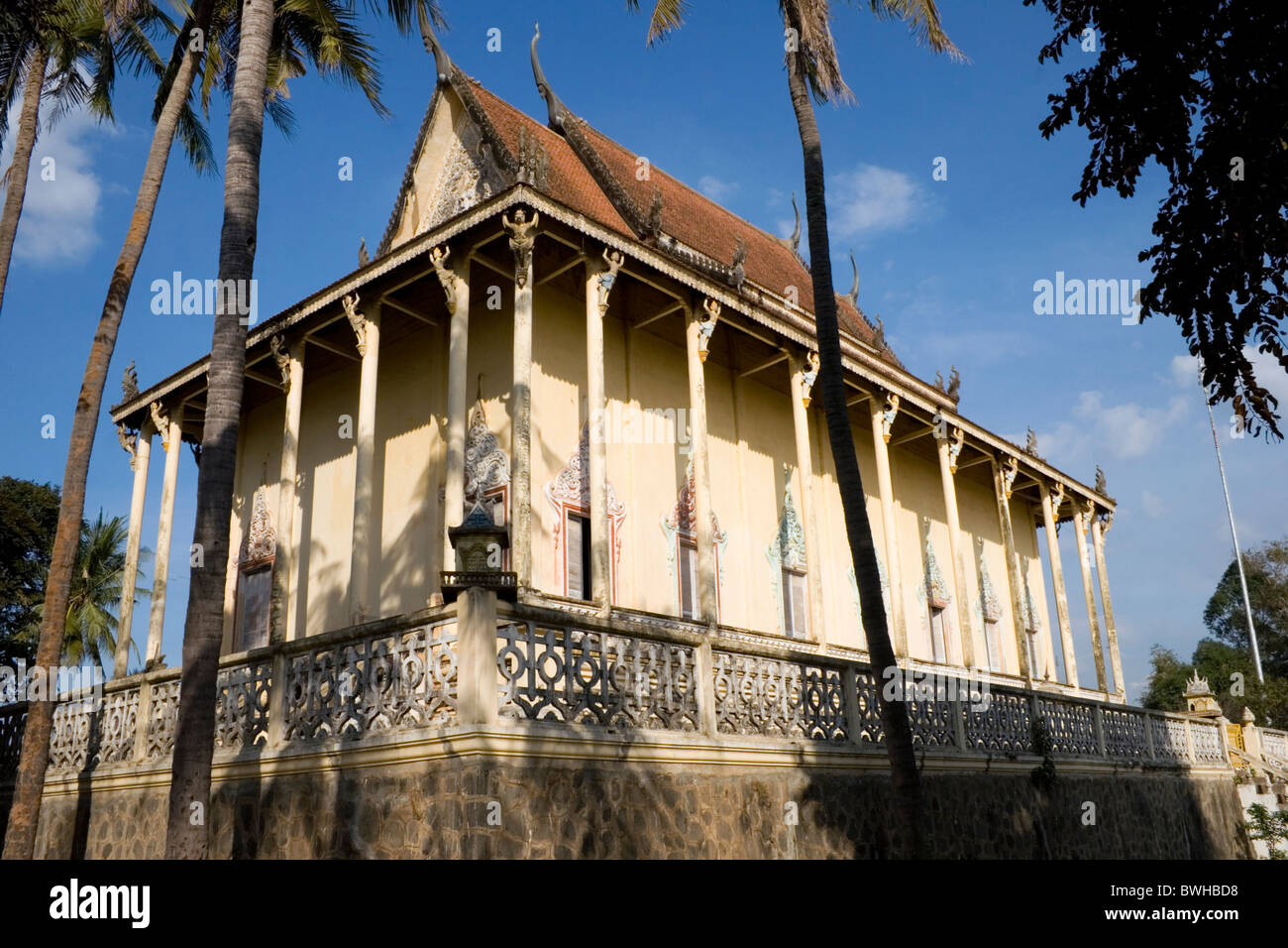A Buddhist temple is part of the rural landscape in Kampong Cham Province, Cambodia Stock Photo ...