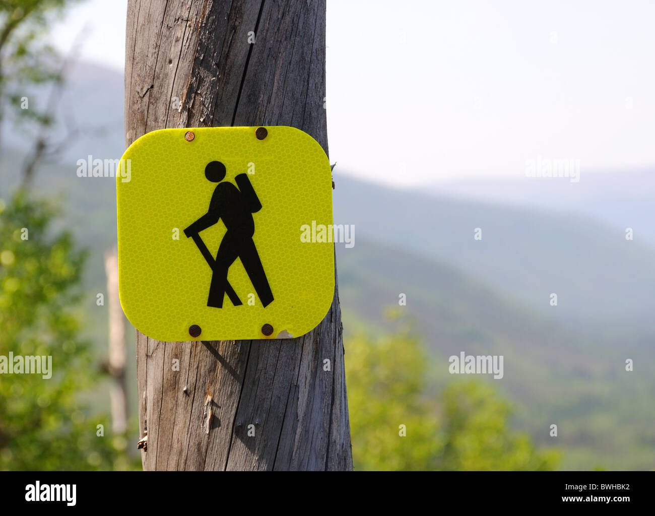 Hiking Trail Sign Stock Photo - Alamy