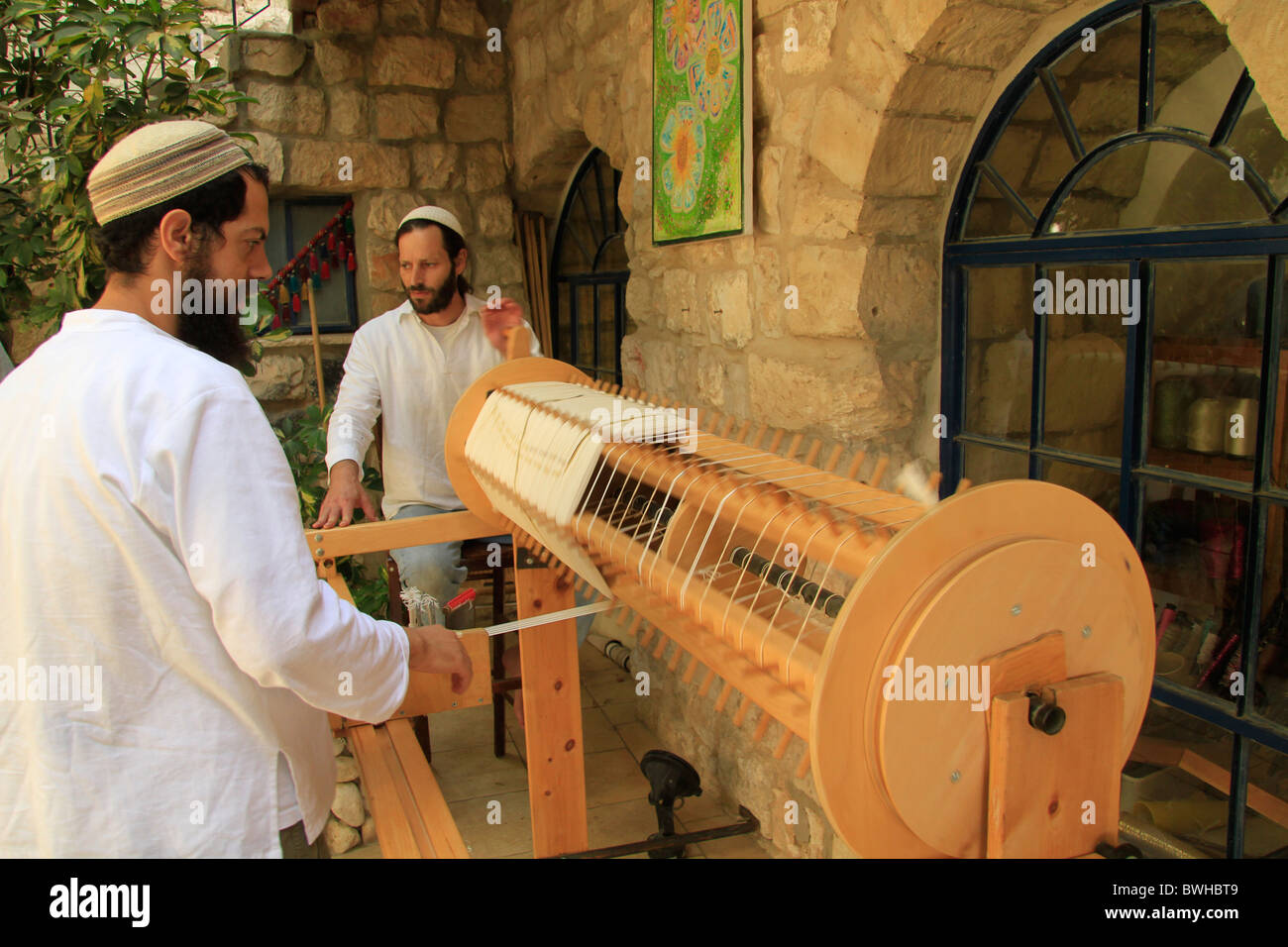 Israel, Upper Galilee, weaving in Old Safed Stock Photo - Alamy