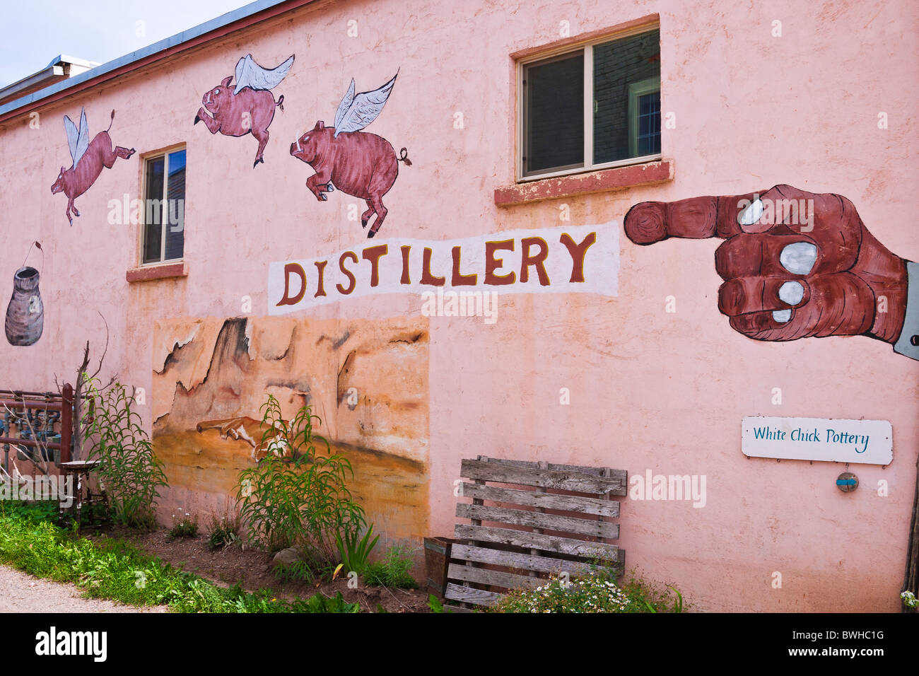 Flying Pig Distillery mural, Mancos, Colorado Stock Photo - Alamy