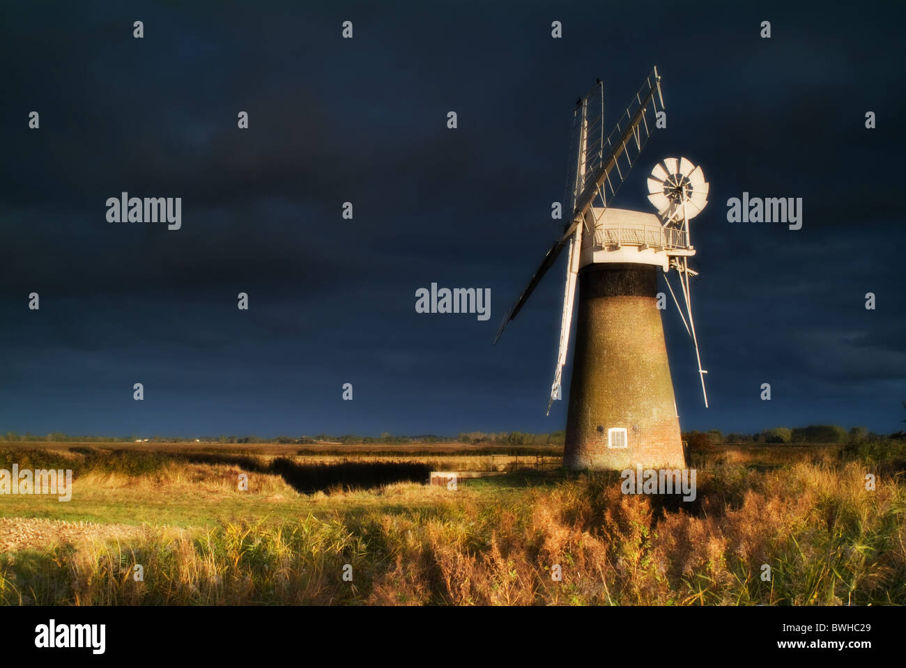 A windmill in the Norfolk Broads taken a dawn Stock Photo - Alamy