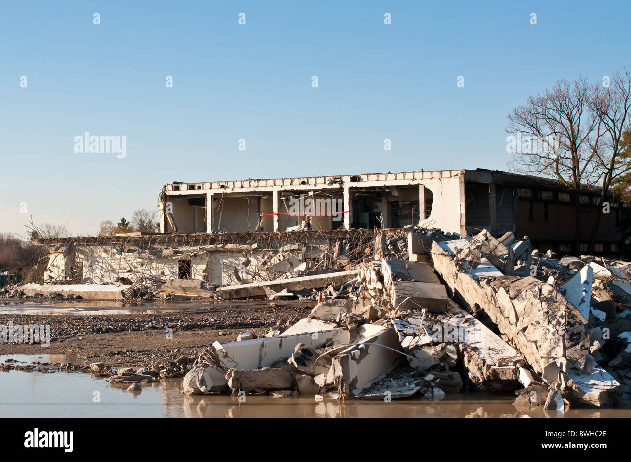 An old school building in the process of being torn down Stock Photo ...