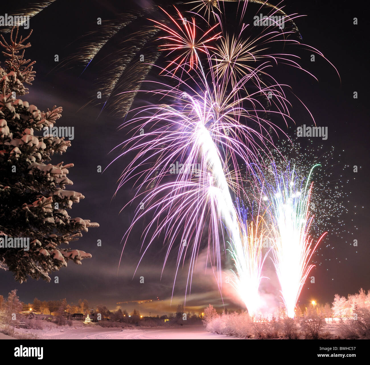 Arctic Solstice Fireworks Stock Photo - Alamy
