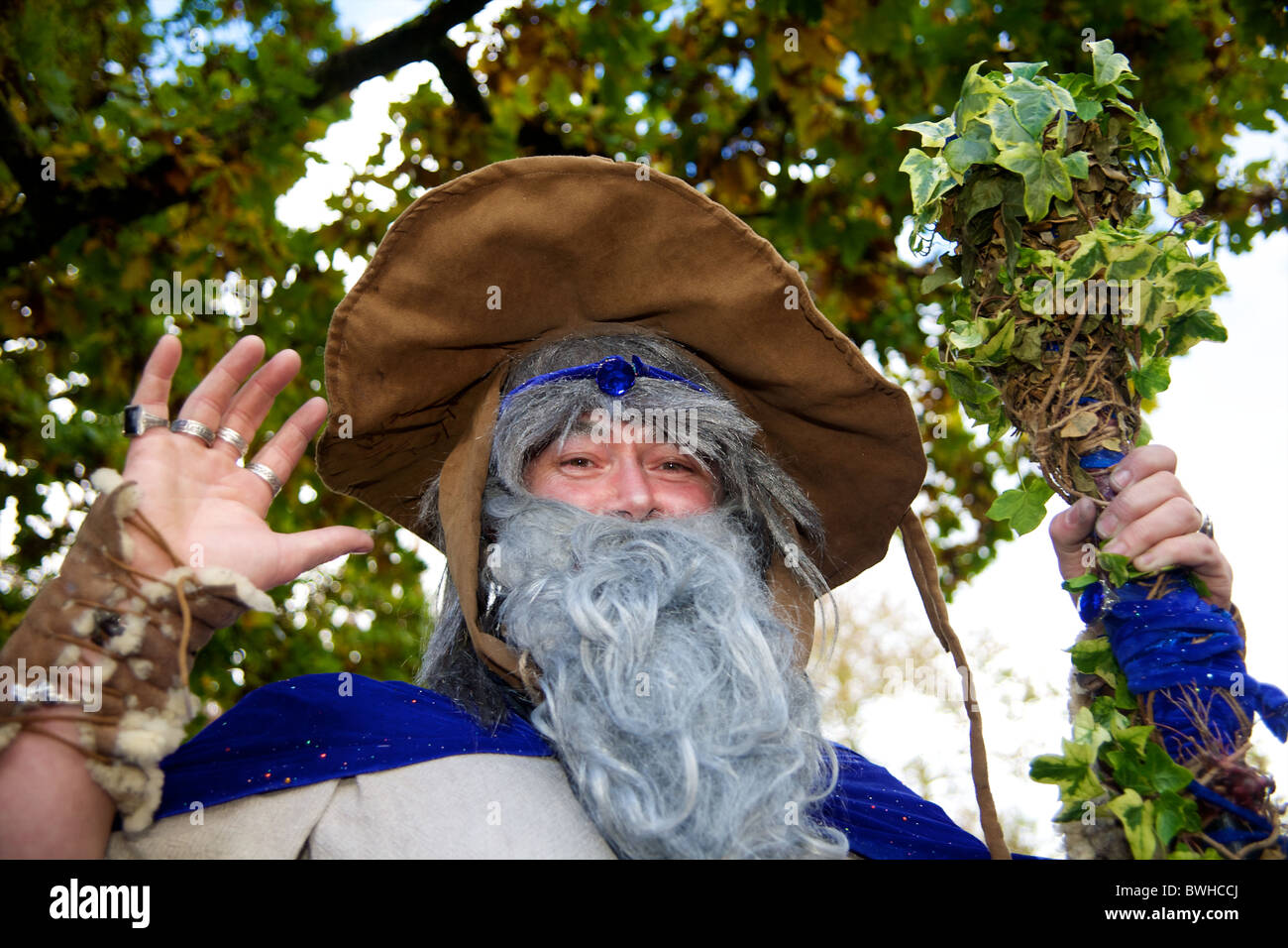 Wizard during Halloween festival in Burley in the New Forest England ...