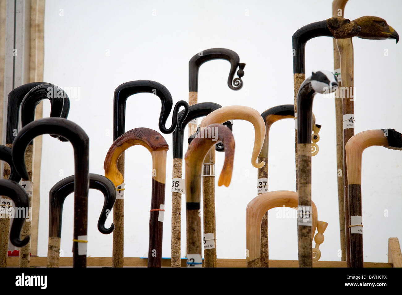Carved walking sticks hi-res stock photography and images - Alamy