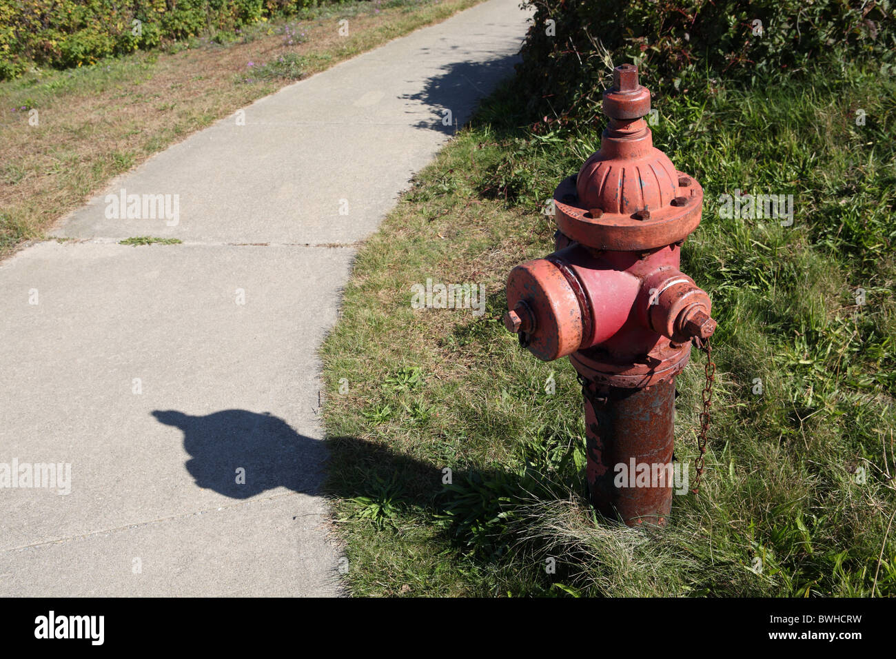 Rusty red fire hydrant, near Nauset Beach, Cape Cod, Massachusetts, USA ...